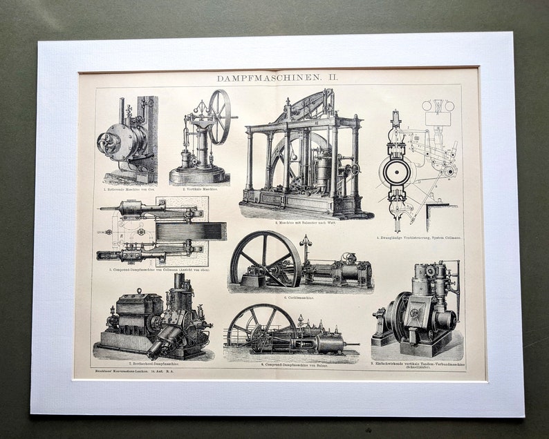 1908 Steam Engines II Original Antique Print - Lithograph - Industrial ...