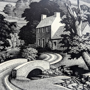 1952 George Mackley Wood Engraving "the Deserted Farm " Print Size 6 X ...