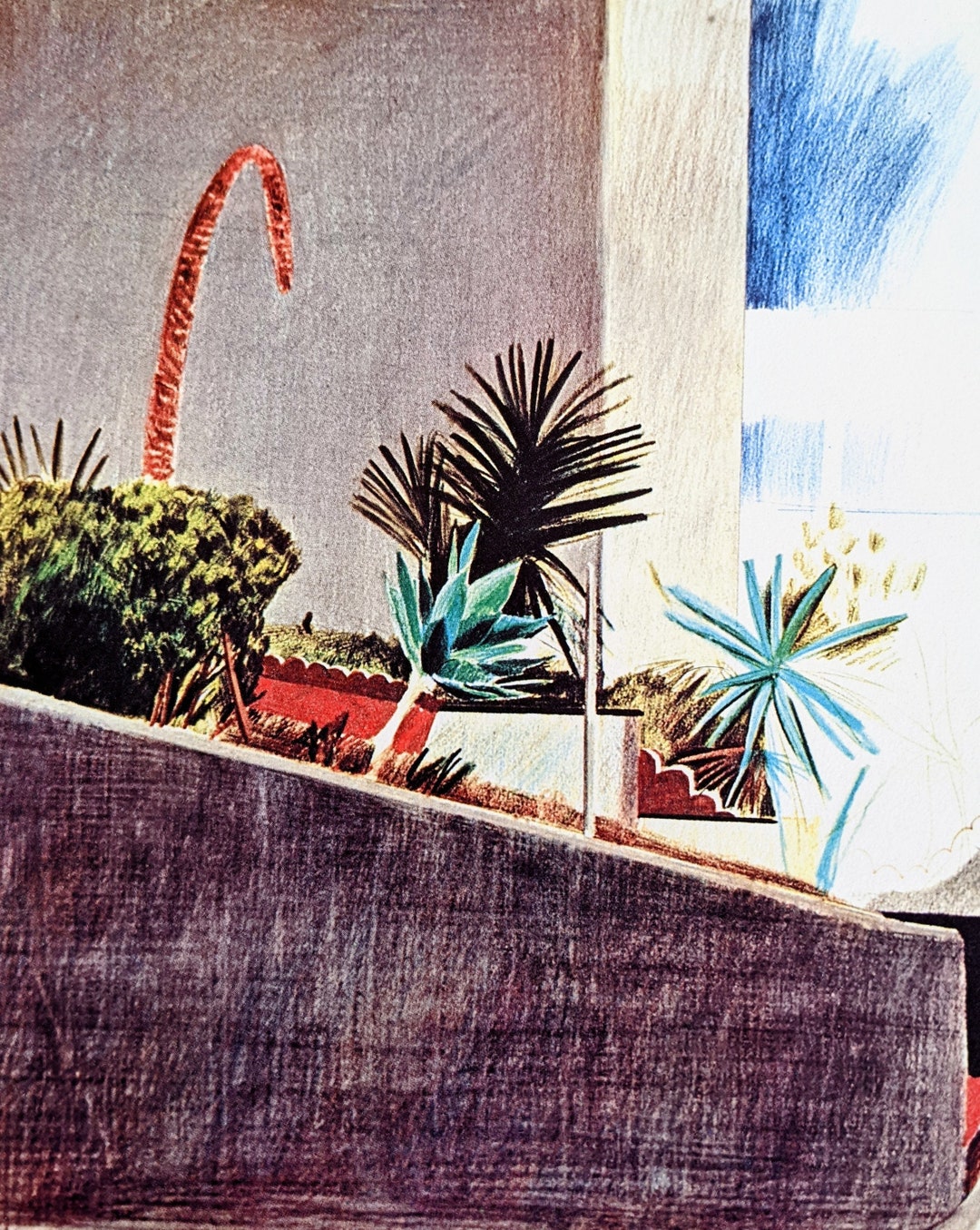 1978 David Hockney Small Garden, Sunset Boulevard, 1976 Original ...
