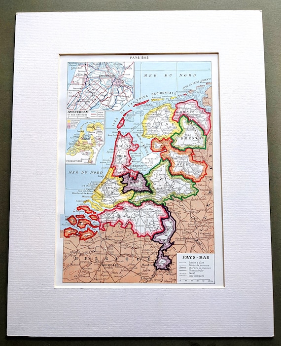 1948 Map of Netherlands Original Vintage Print Holland - Etsy