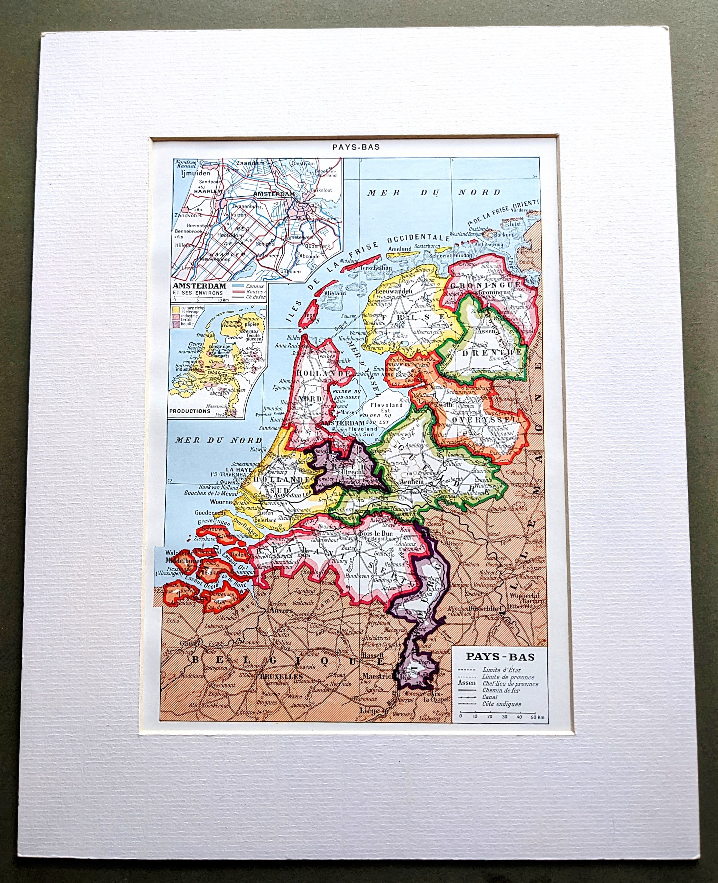 1948 Map of Netherlands Original Vintage Print Holland Belgium ...