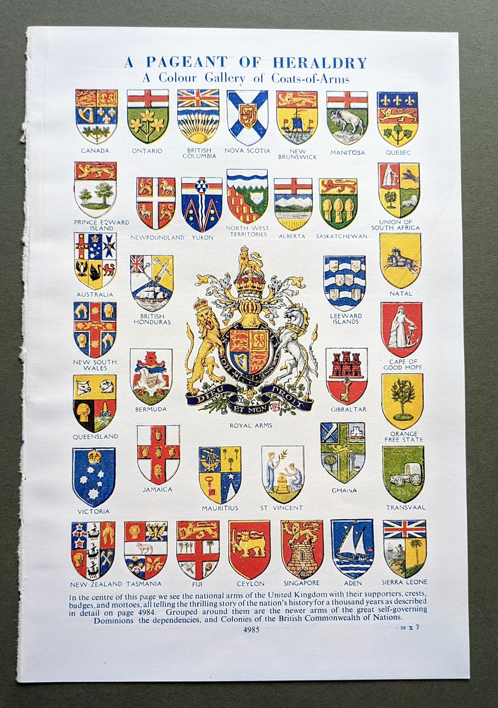 1956 A Pageant of Heraldry Vintage Print - Coats of Arms - Crests ...