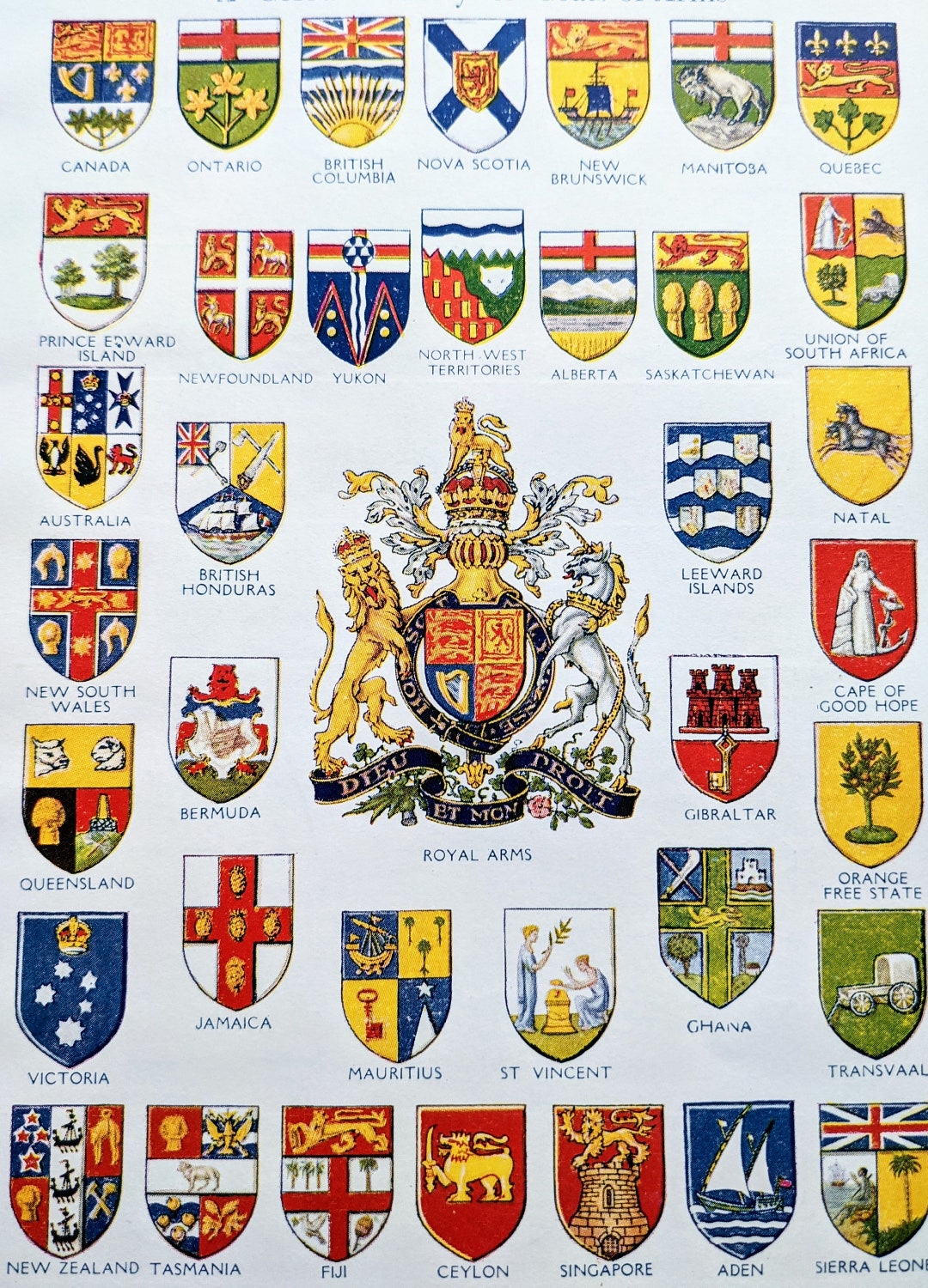 1956 A Pageant of Heraldry Vintage Print - Coats of Arms - Crests ...