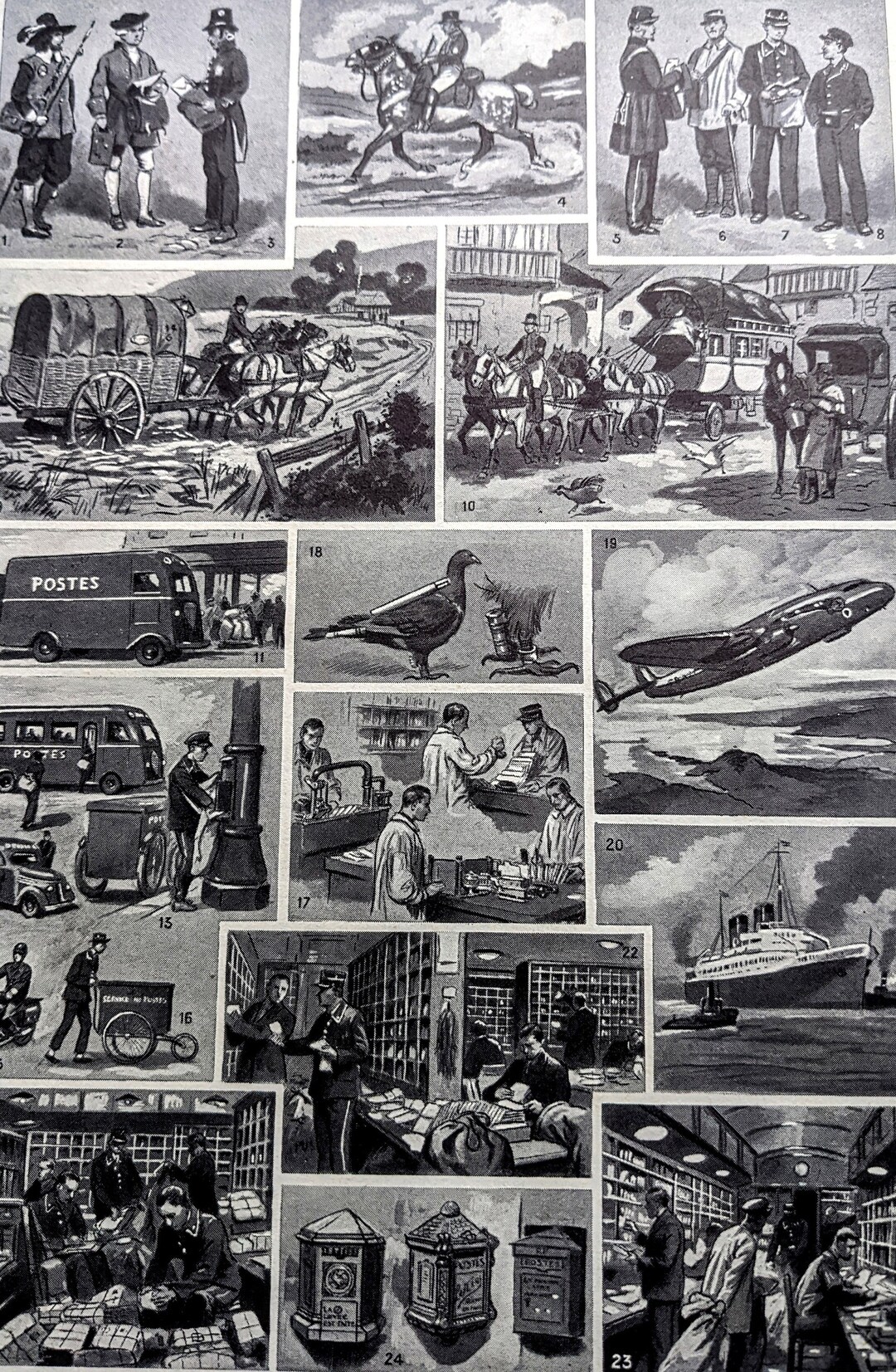 1948 Postal Services Throughout the Ages Original Vintage Print ...