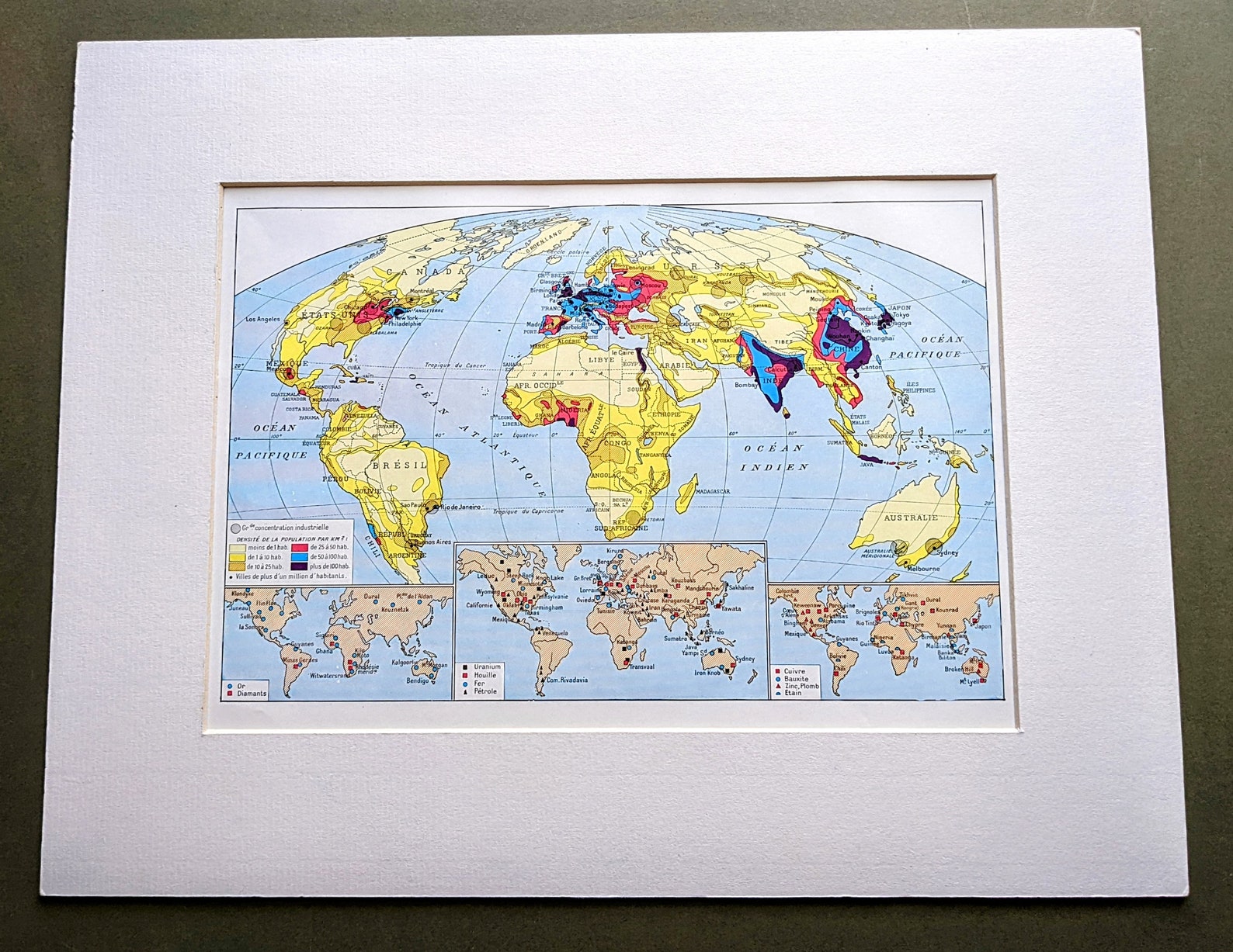1948 Map of the World Original French Vintage Print - Atlas ...