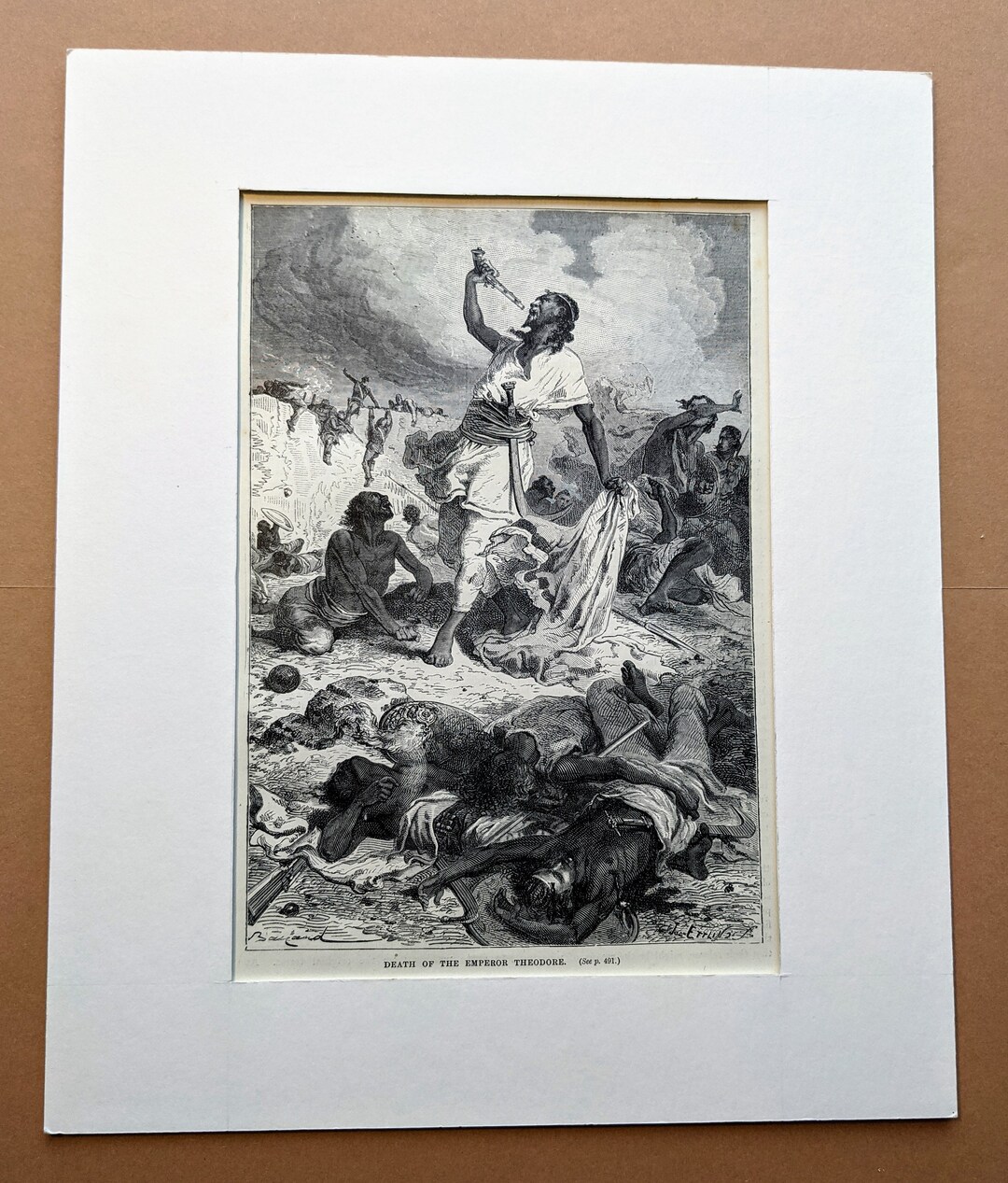 1910 Death of the Emperor Theodore Original Antique Print - Tewodros II ...