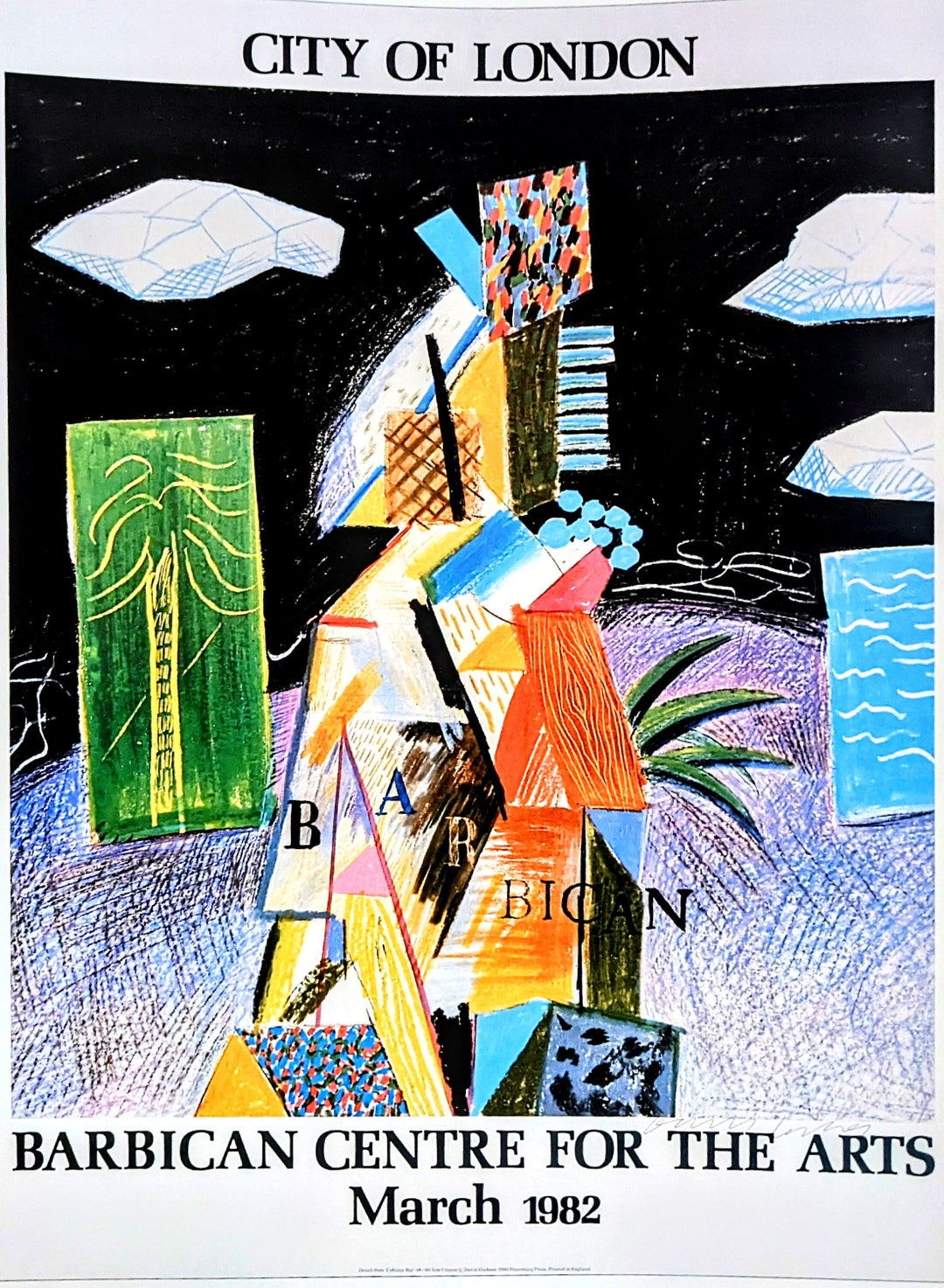 1987 David Hockney " Detail From a Cubistic Bar" City of London ...