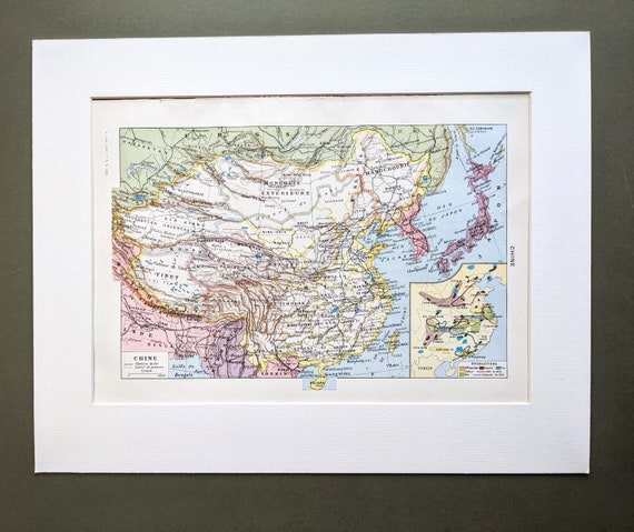 1948 Map of China Original Vintage Print Mounted and - Etsy India