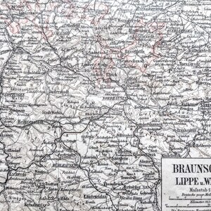 1874 A Map of Brunswick Original Vintage Print - Antique Map - Germany ...