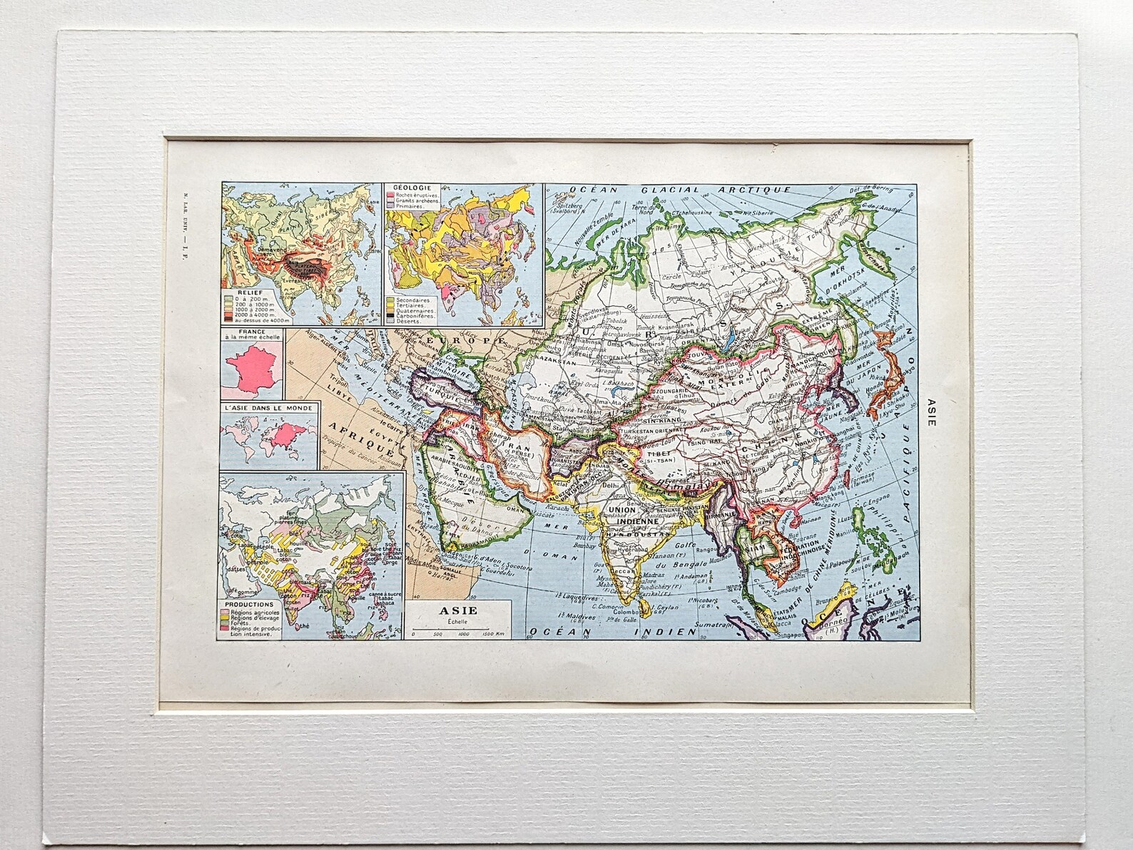 1948 Map of Asia Original Vintage Print Mounted and Matted Geography - Etsy