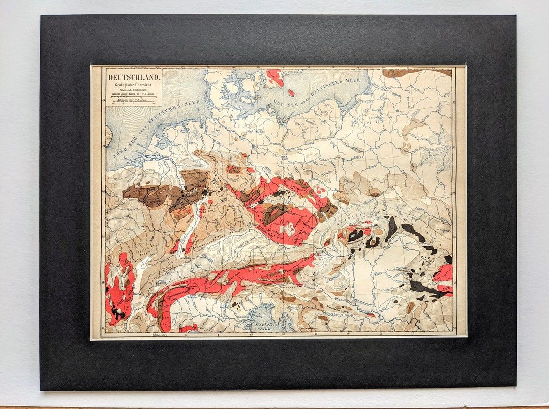 1875 Geological Map of Germany Original Vintage Print - Antique - Maps ...