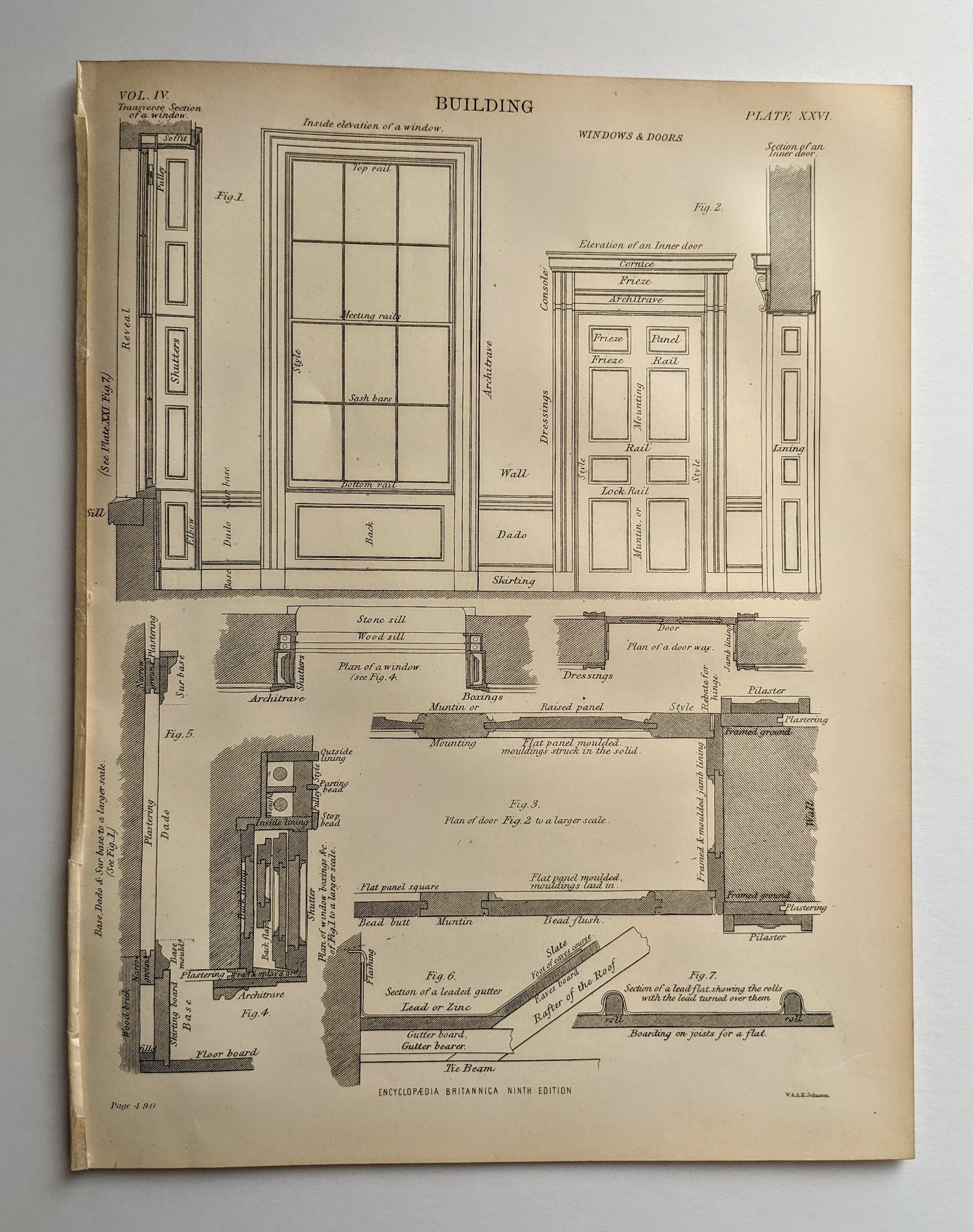 1898 Building VII Windows & Doors Original Vintage Print - Timber ...