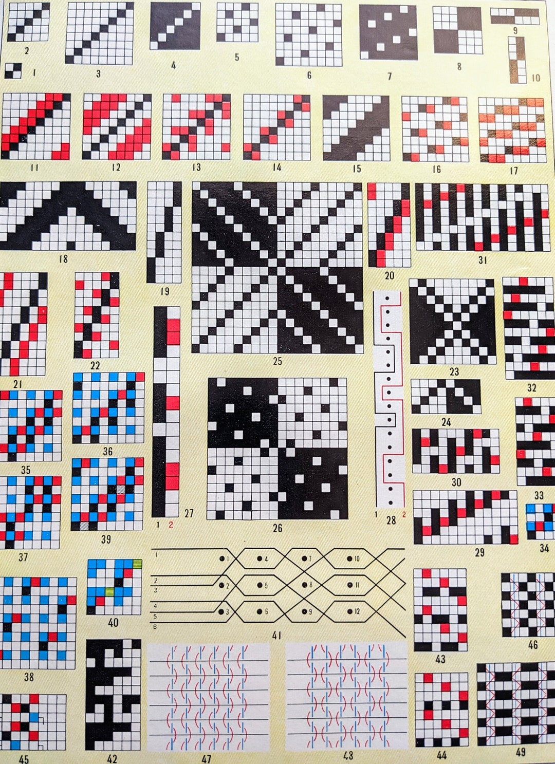 1948 Weaving Patterns Original Vintage Print - Fabrics - Wefts and ...