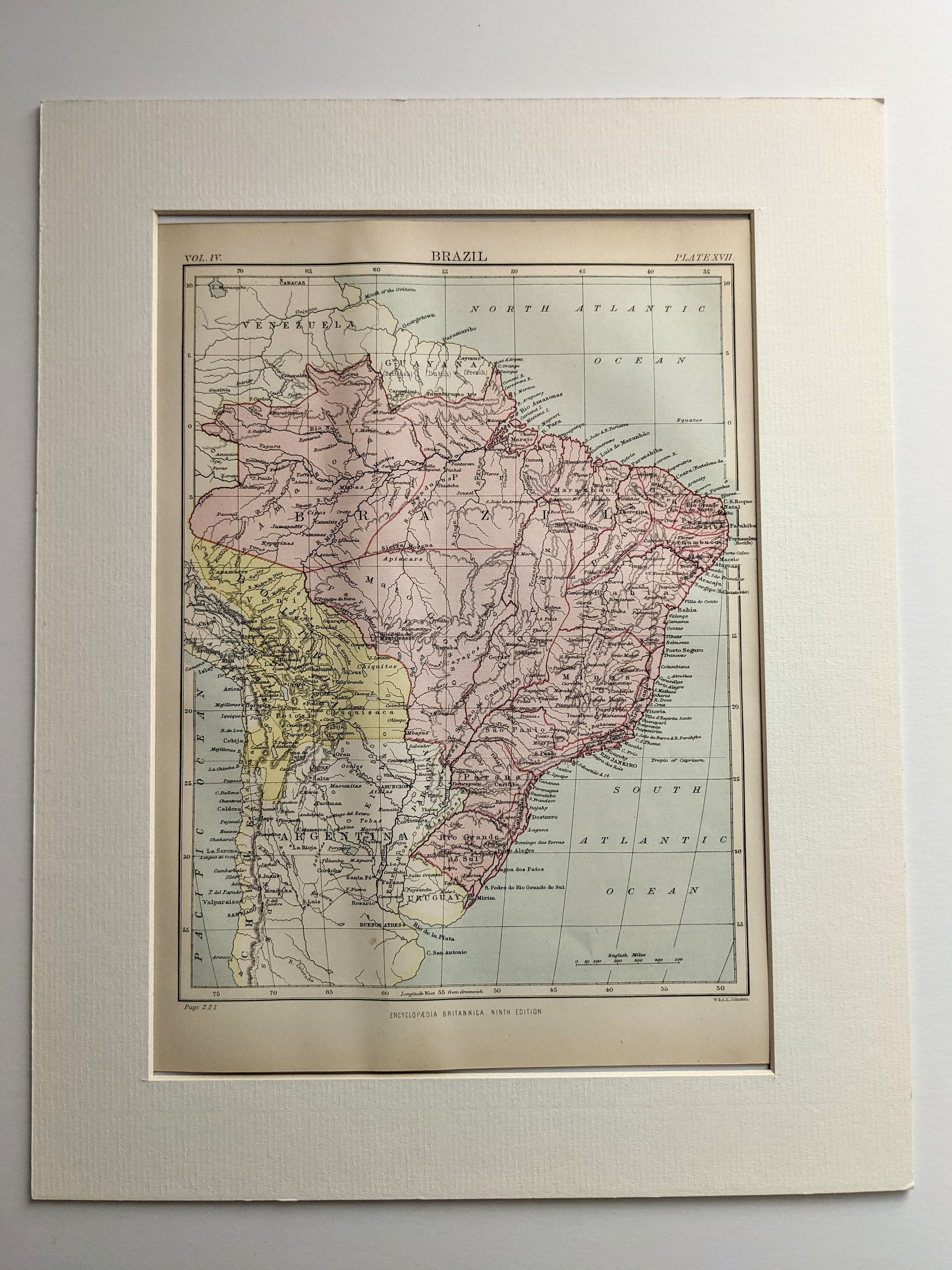 1898 Map of Brazil Original Antique Print - Vintage - Maps - South ...