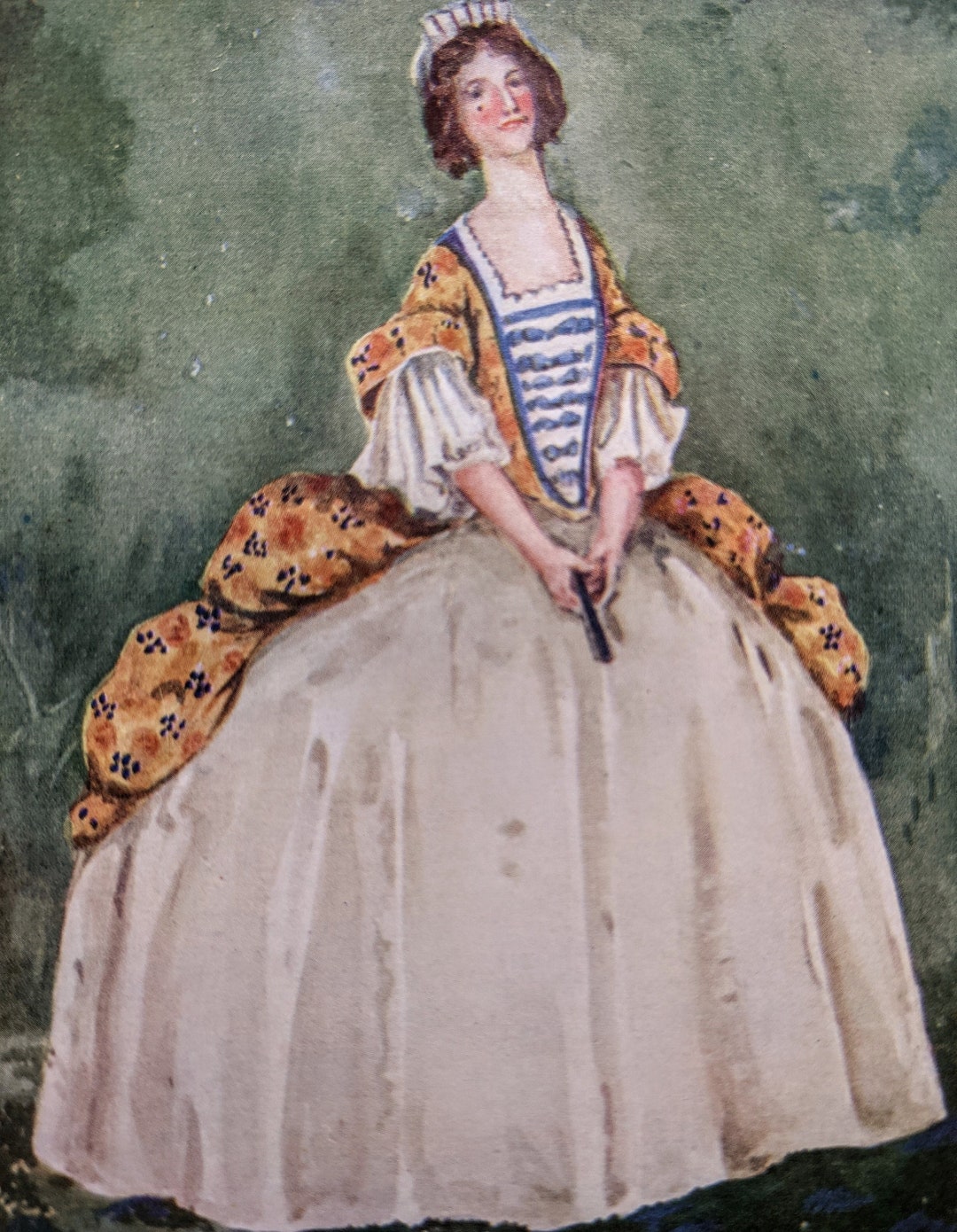 1907 A Woman of the Time of Queen Anne Original Vintage Print - English ...