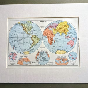 1948 World Map Original French Vintage Print - Atlas - Cartography ...