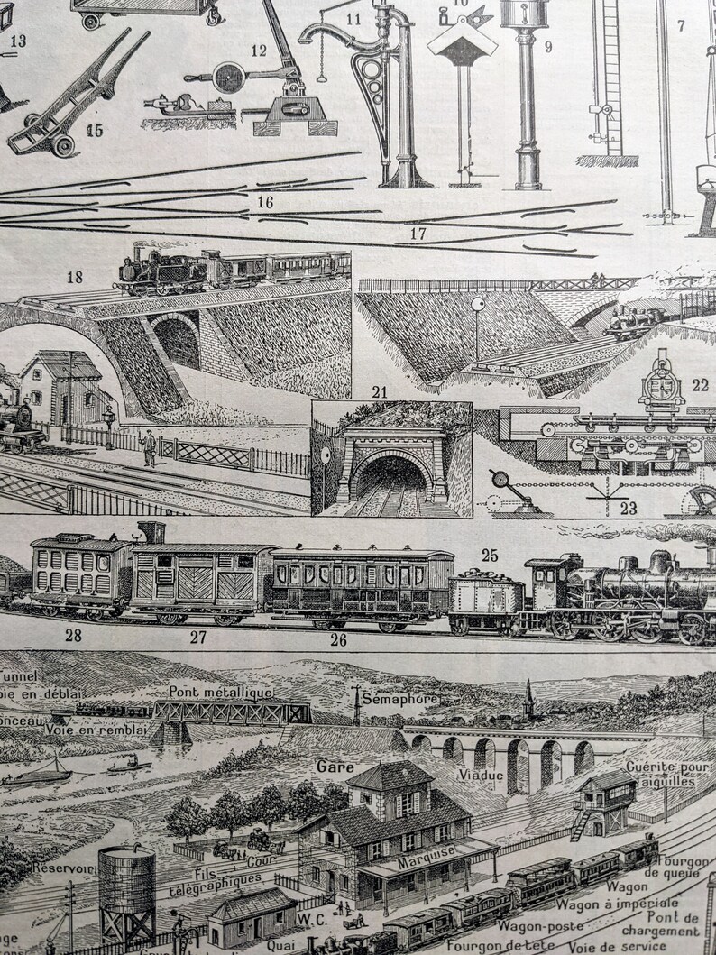 1922 Train Carriages & Railway Lines Original Vintage Print ...