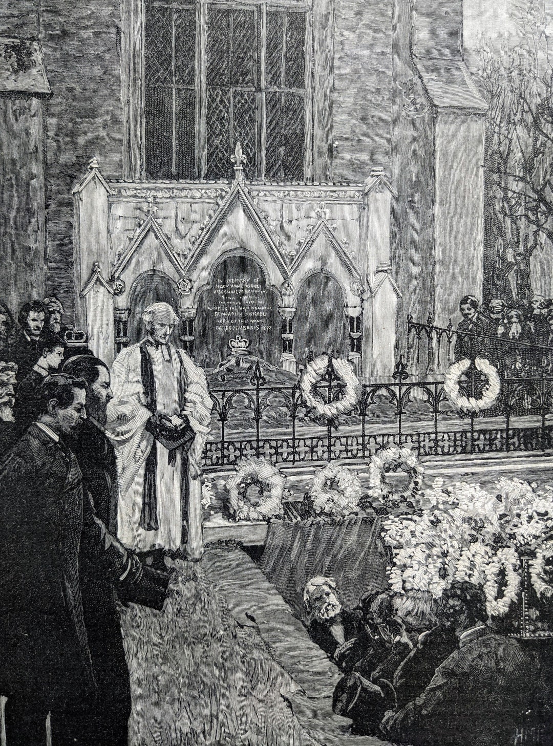 1900 Funeral of Lord Beaconsfield at Hughenden Original Antique Print ...