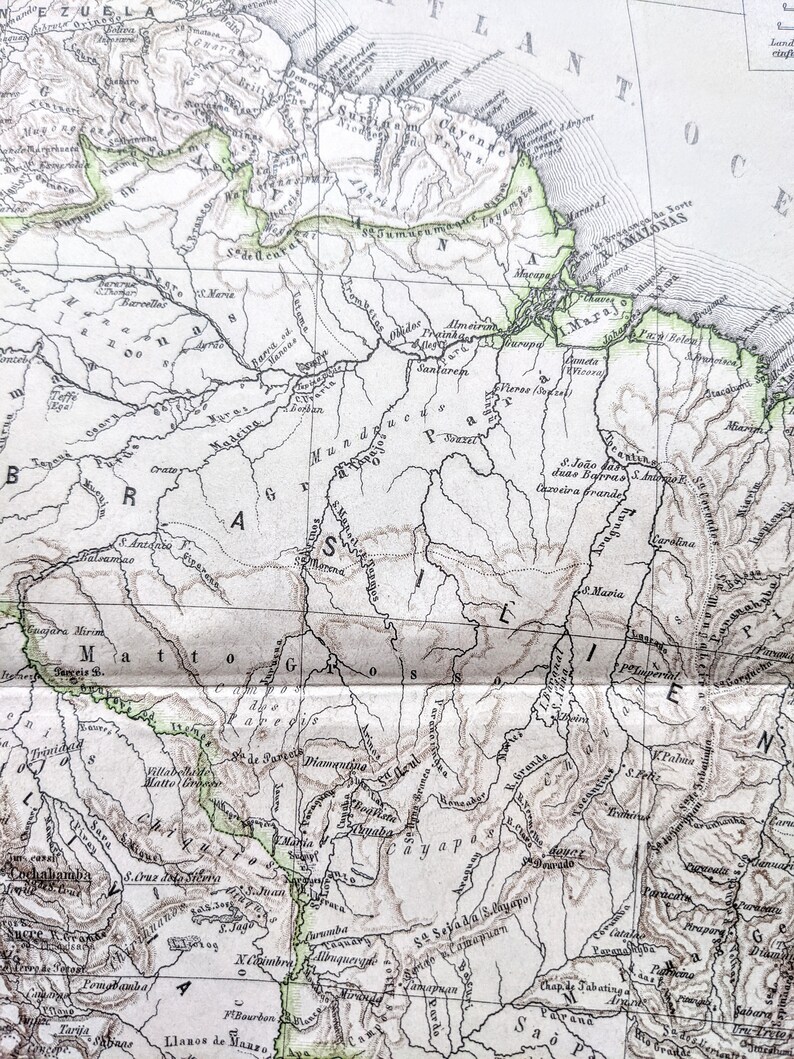 1874 A Map of Brazil Original Vintage Print Antique Map South America ...