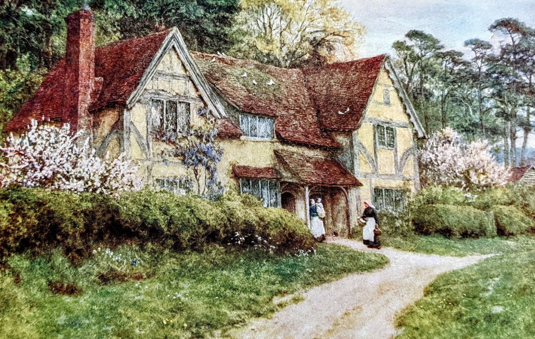 1909 Helen Allingham Duke's Cottage Antique Print - Illustration ...