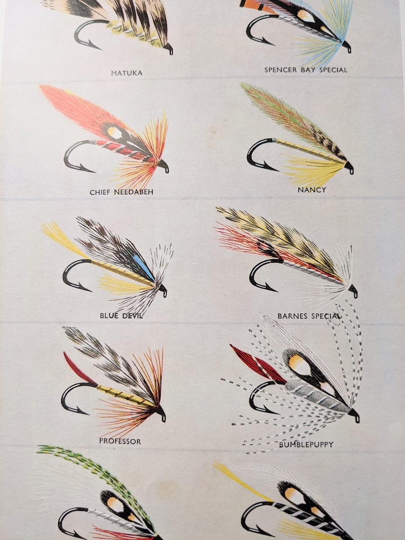 1970s Streamer Flies Original Vintage Print - Matted - Fly Fishing ...