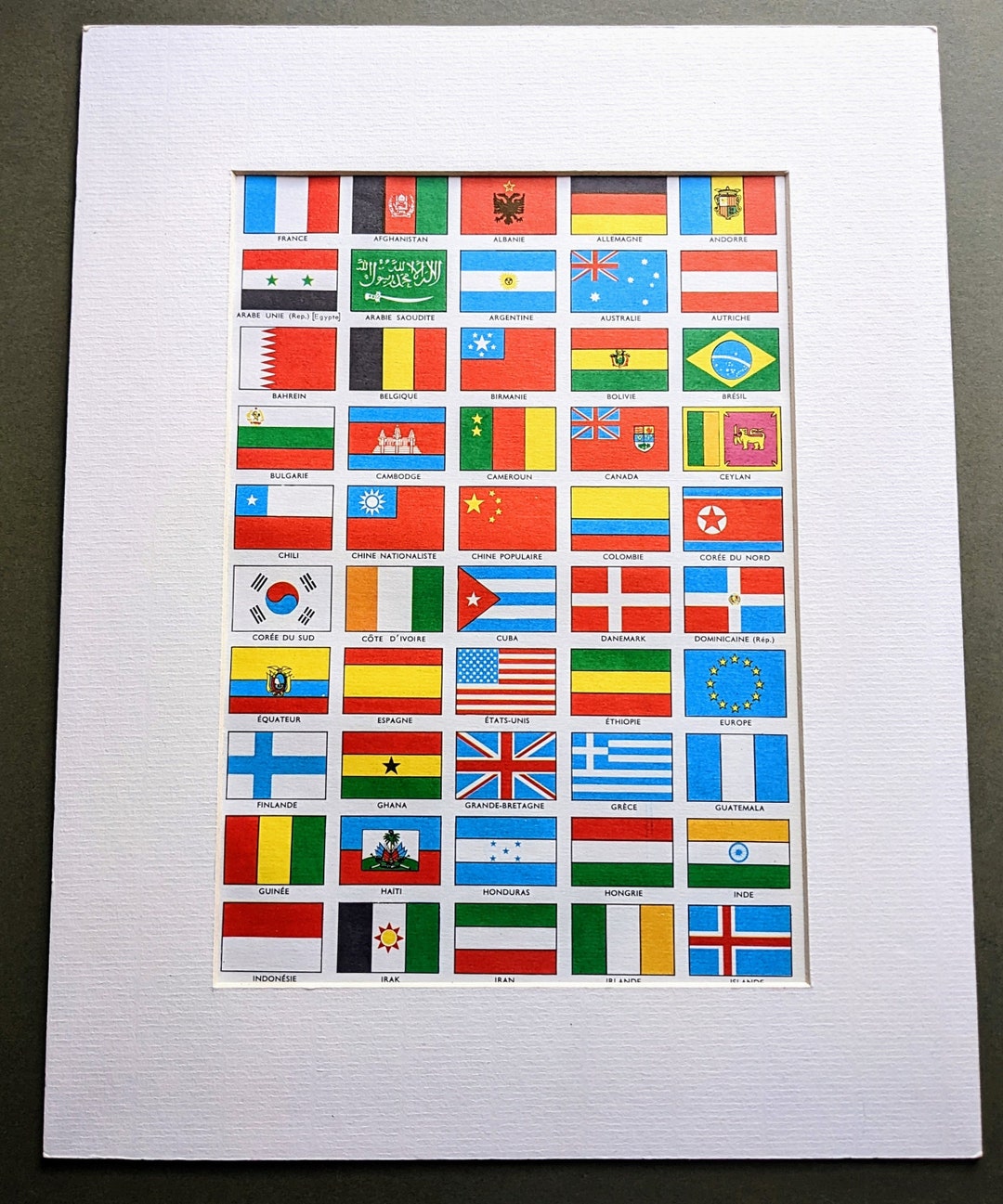 1948 Flags Chart Original Vintage Print - Fifty Countries ...