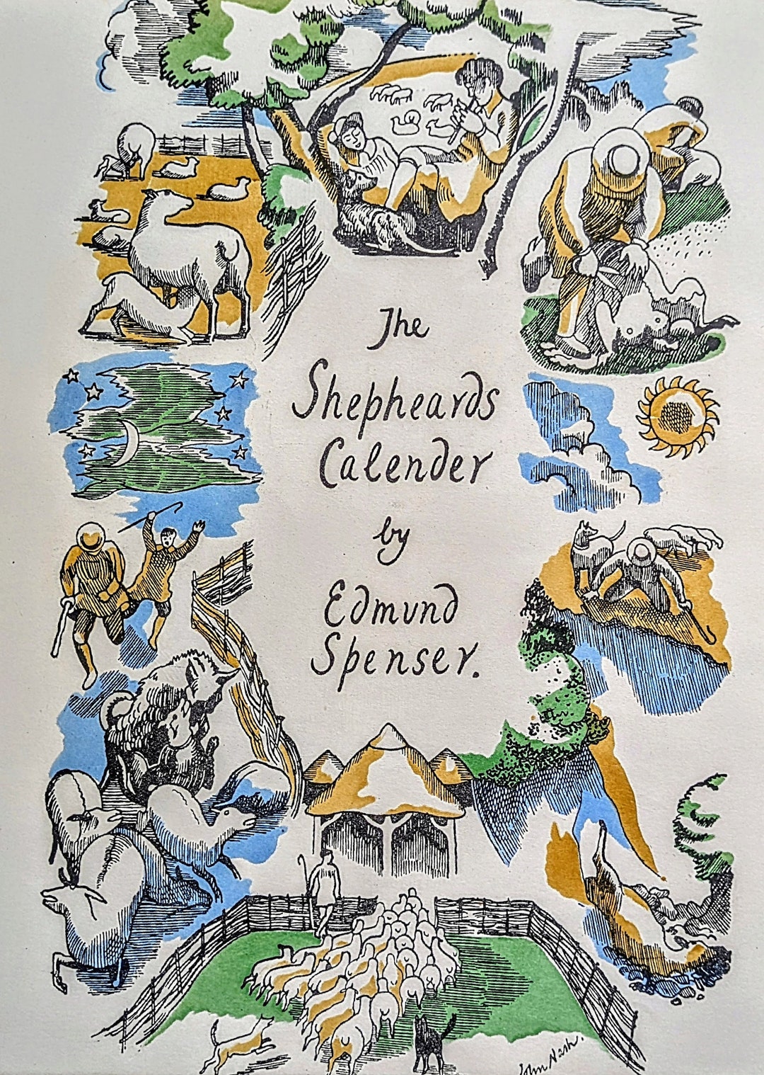 1946 John Nash 'the Shepheards Calender ' Wood Engraving - British ...