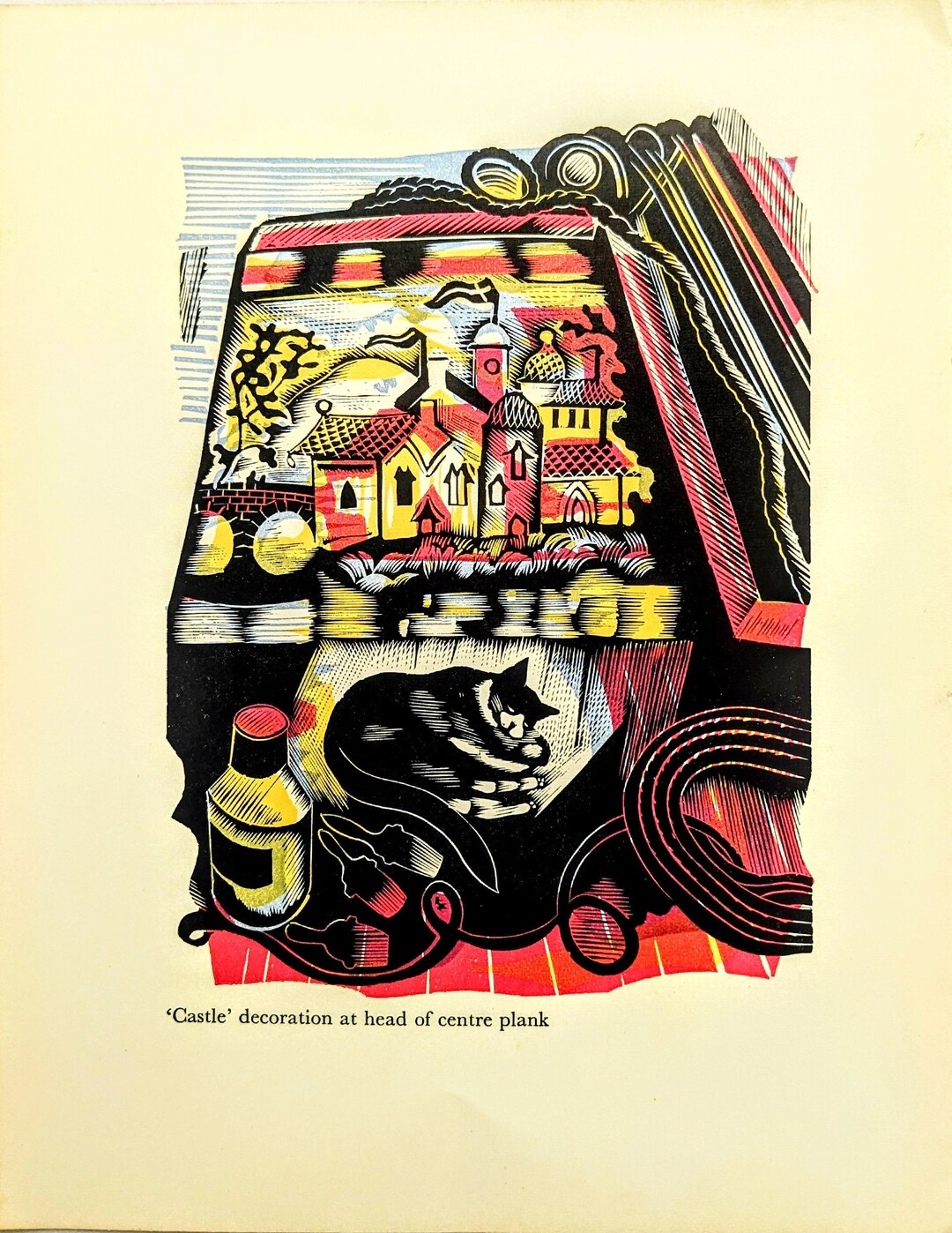 1950 John O' Connor Wood Engraving Linocut Printed From Original Blocks " Castle" Sheet Size ...