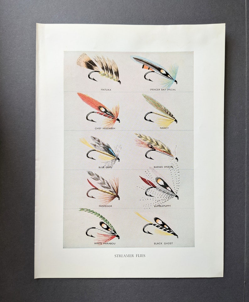 1970s Streamer Flies Original Vintage Print Matted Fly | Etsy