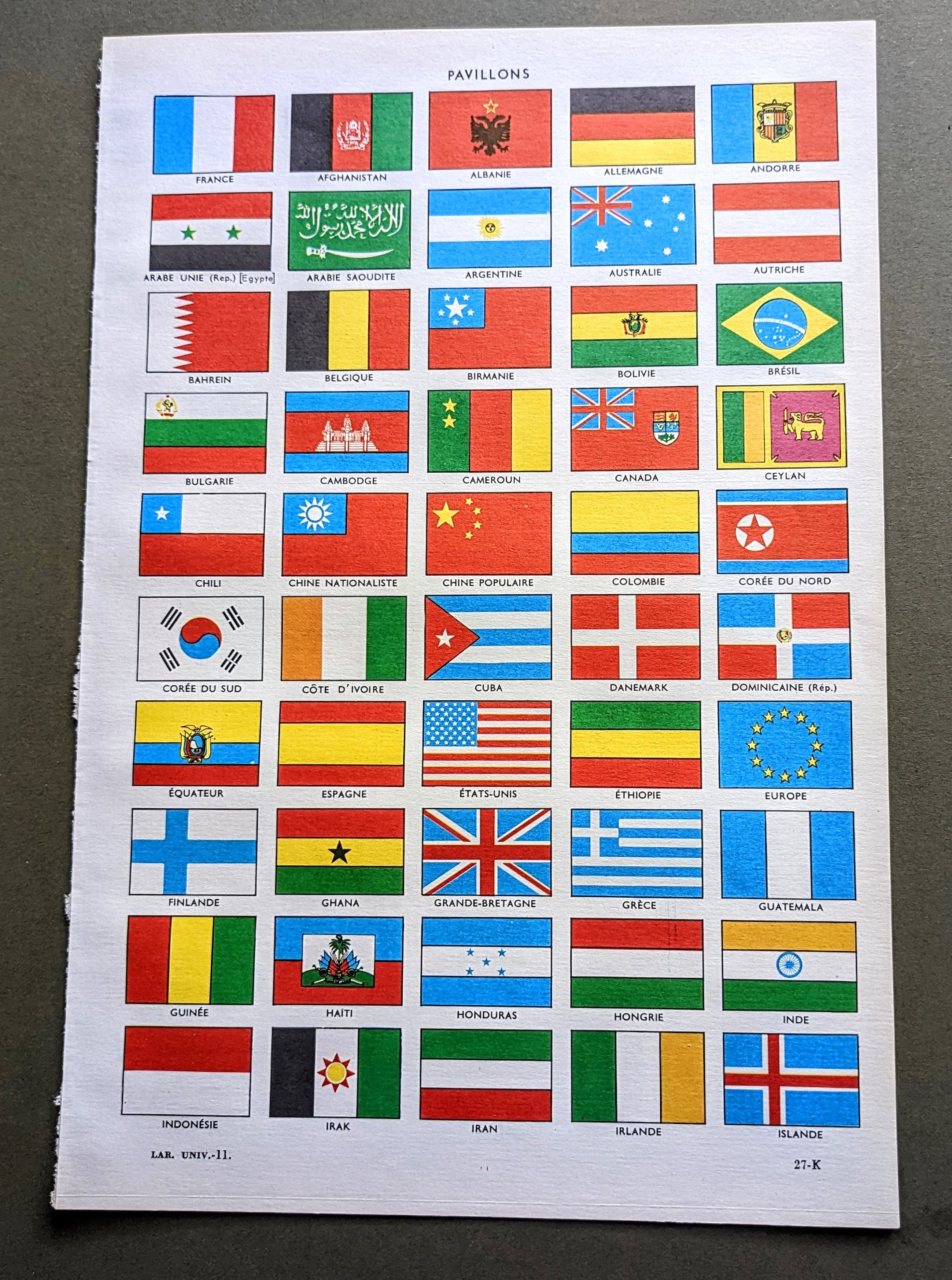 1948 Flags Chart Original Vintage Print - Fifty Countries ...
