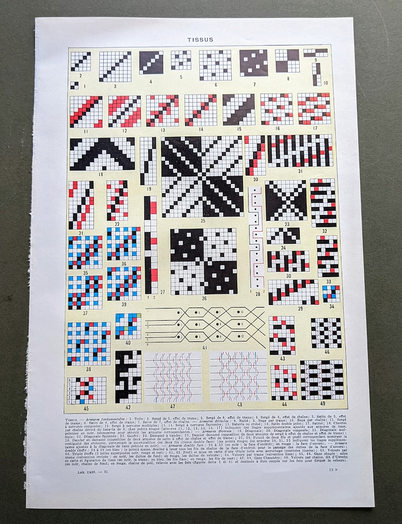 1948 Weaving Patterns Original Vintage Print - Fabrics - Wefts and ...