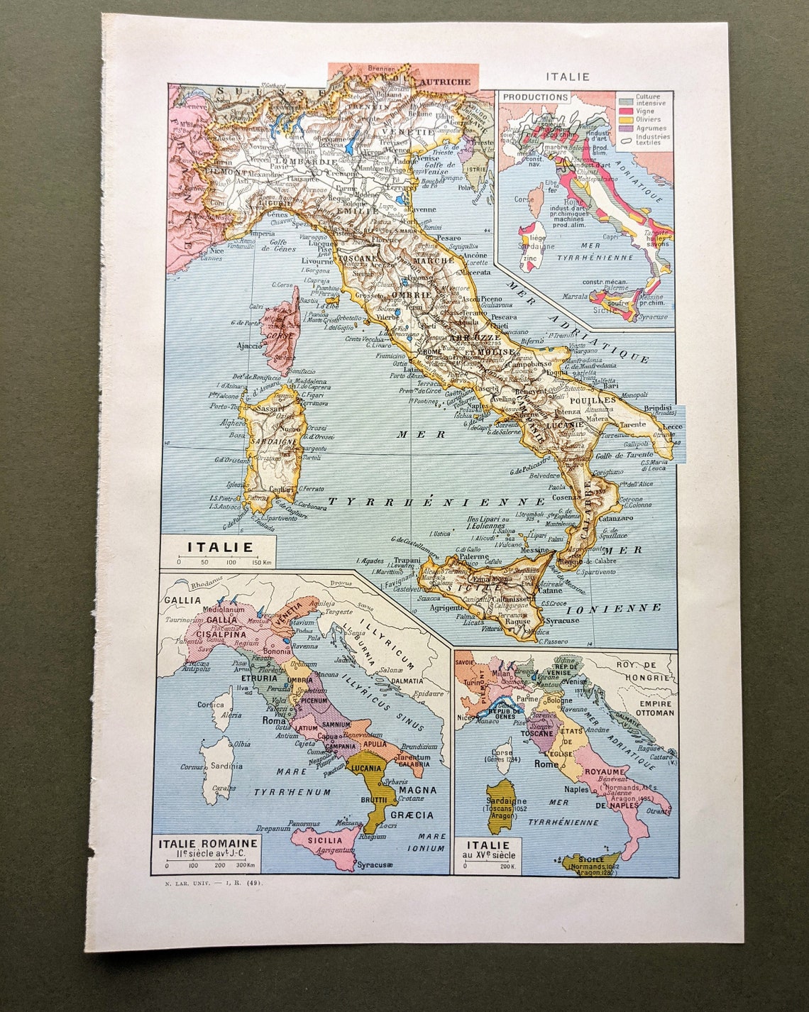 1948 Map of Italy Original Vintage Print Cartography - Etsy