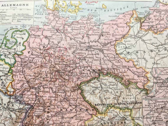 1922 Map of Germany Original Vintage Print Europe Mounted | Etsy