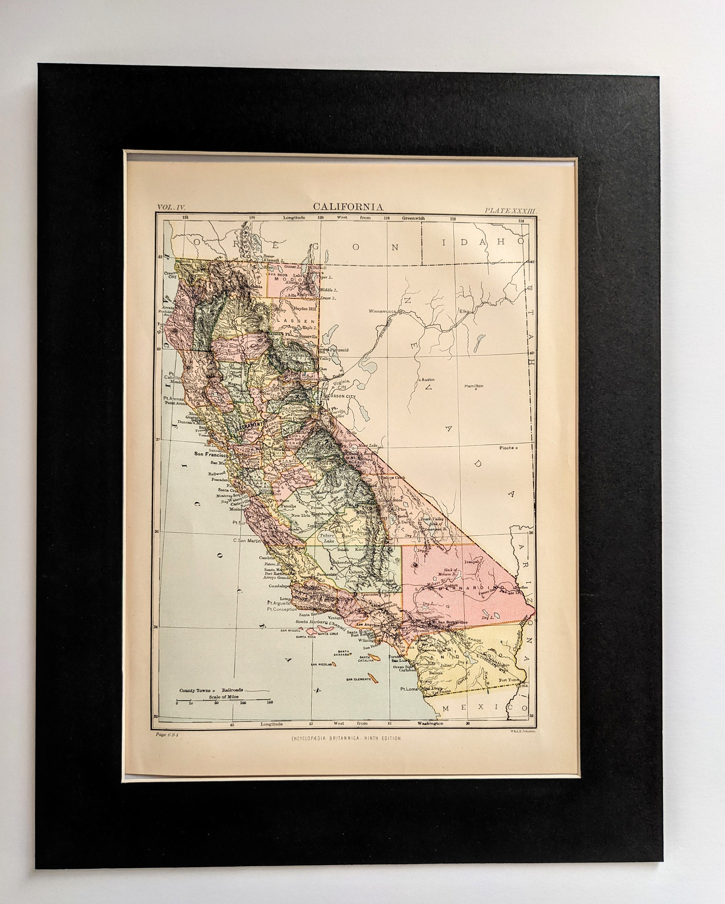 1898 Map of California Original Antique Print Vintage Maps America ...