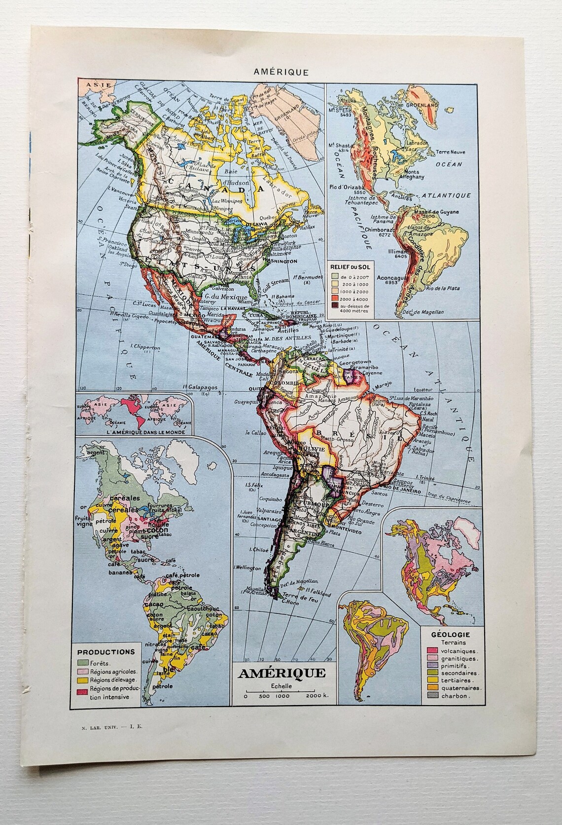 1948 Map of America Original Vintage Print Mounted and - Etsy