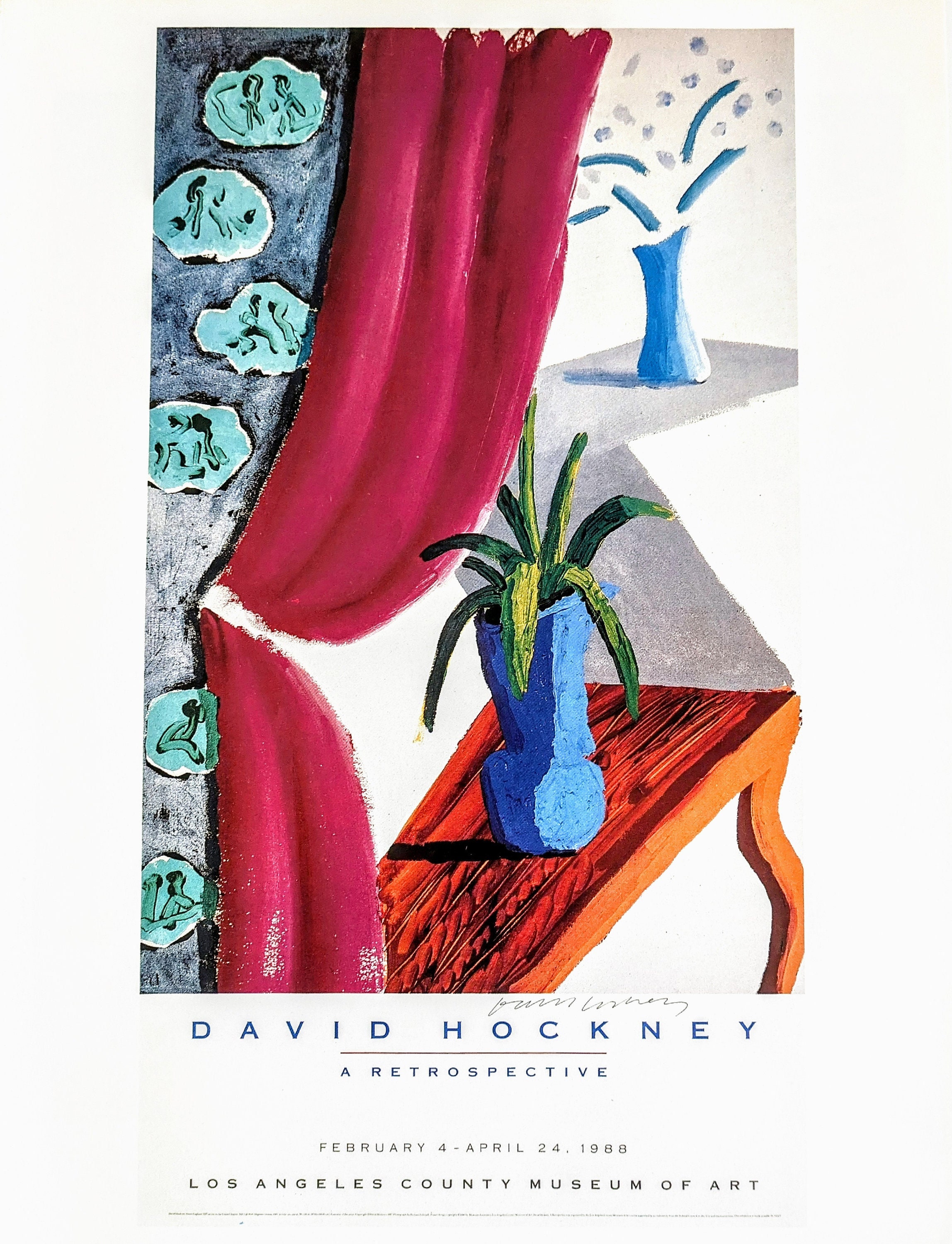 1994 David Hockney Poster 'still Life With Magenta Curtain' Poster for ...