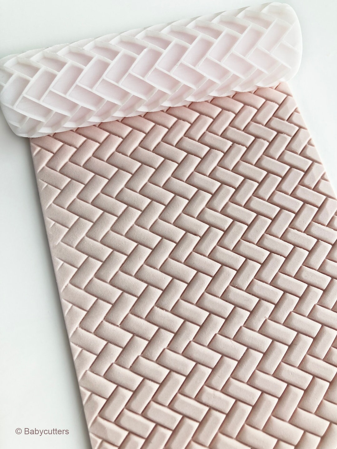 Herringbone Polymer Clay Roller Stamp: Embossed Texture Tool (70mm) - Etsy