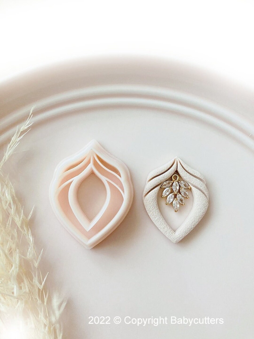 Small Ella - Shell Inspired Embossed Drop Dangle With Hole Polymer Clay ...