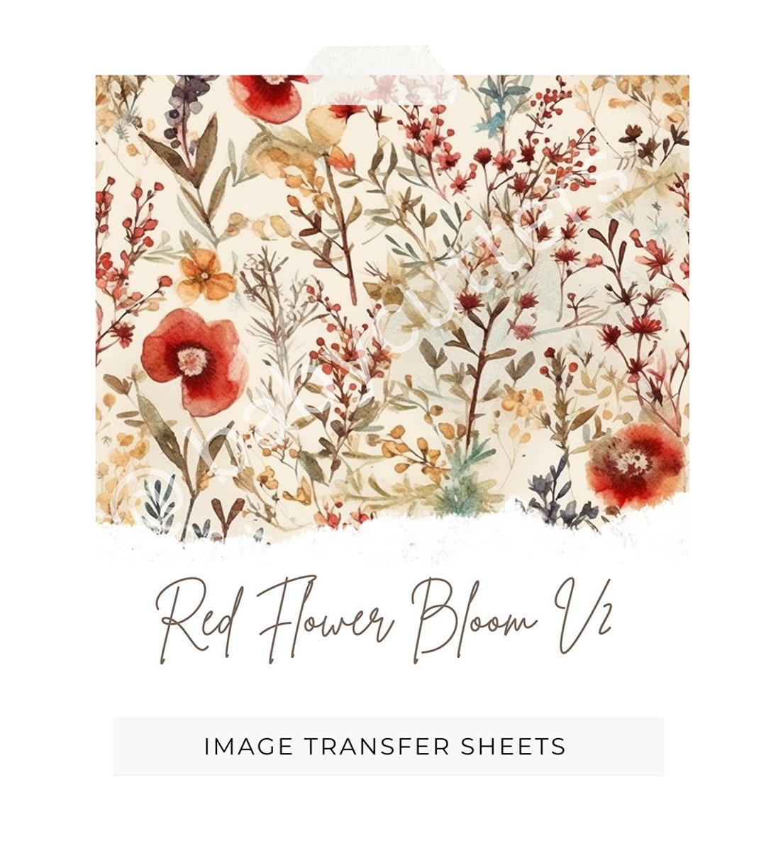 Red Floral Bloom V2 /image Transfer Paper / Polymer Clay Transfer Paper ...