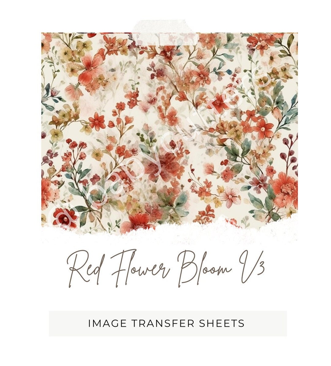 Red Floral Bloom V.3 /image Transfer Paper / Polymer Clay Transfer ...