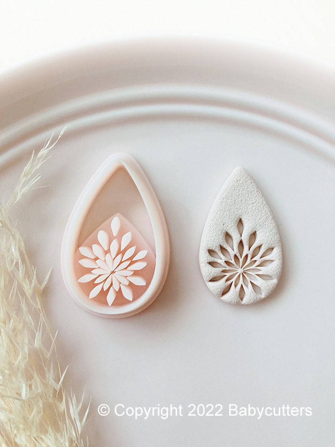 Embossed Teardrop Pattern Flower Shape Polymer Clay Jewellery - Etsy