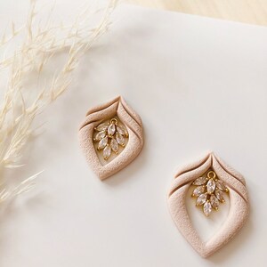 Small Ella - Shell Inspired Embossed Drop Dangle With Hole Polymer Clay ...