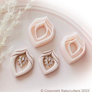 Small Ella - Shell Inspired Embossed Drop Dangle With Hole Polymer Clay ...