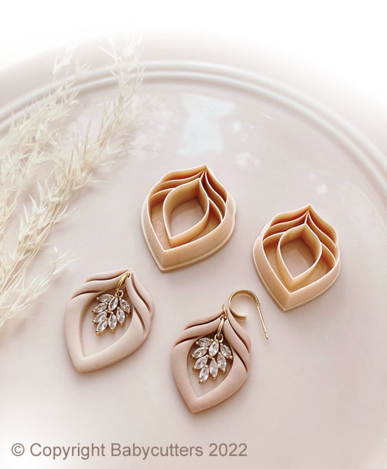 Small Ella - Shell Inspired Embossed Drop Dangle With Hole Polymer Clay ...
