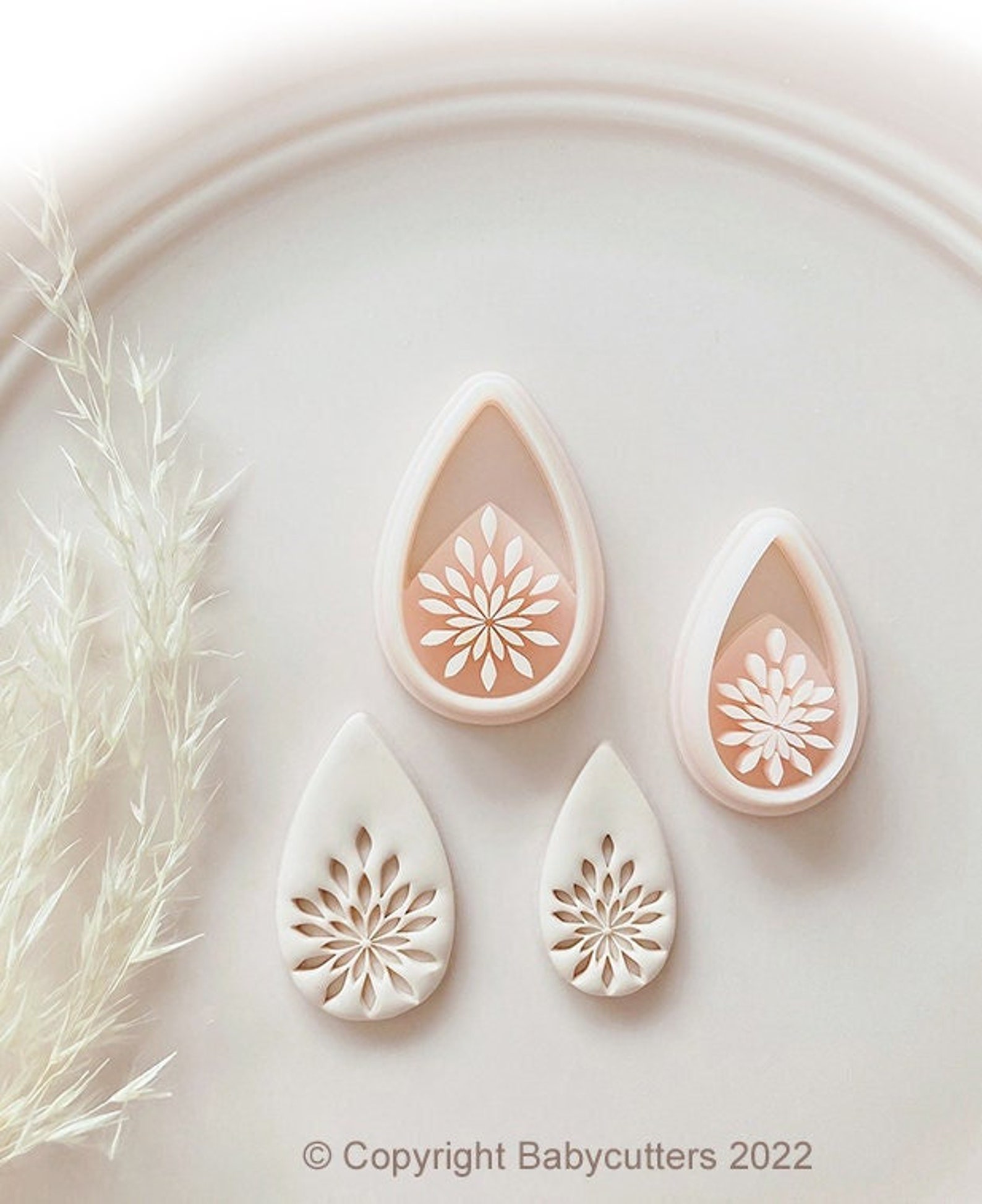 Embossed Teardrop Pattern Flower Shape Polymer Clay Jewellery Cutter - Etsy