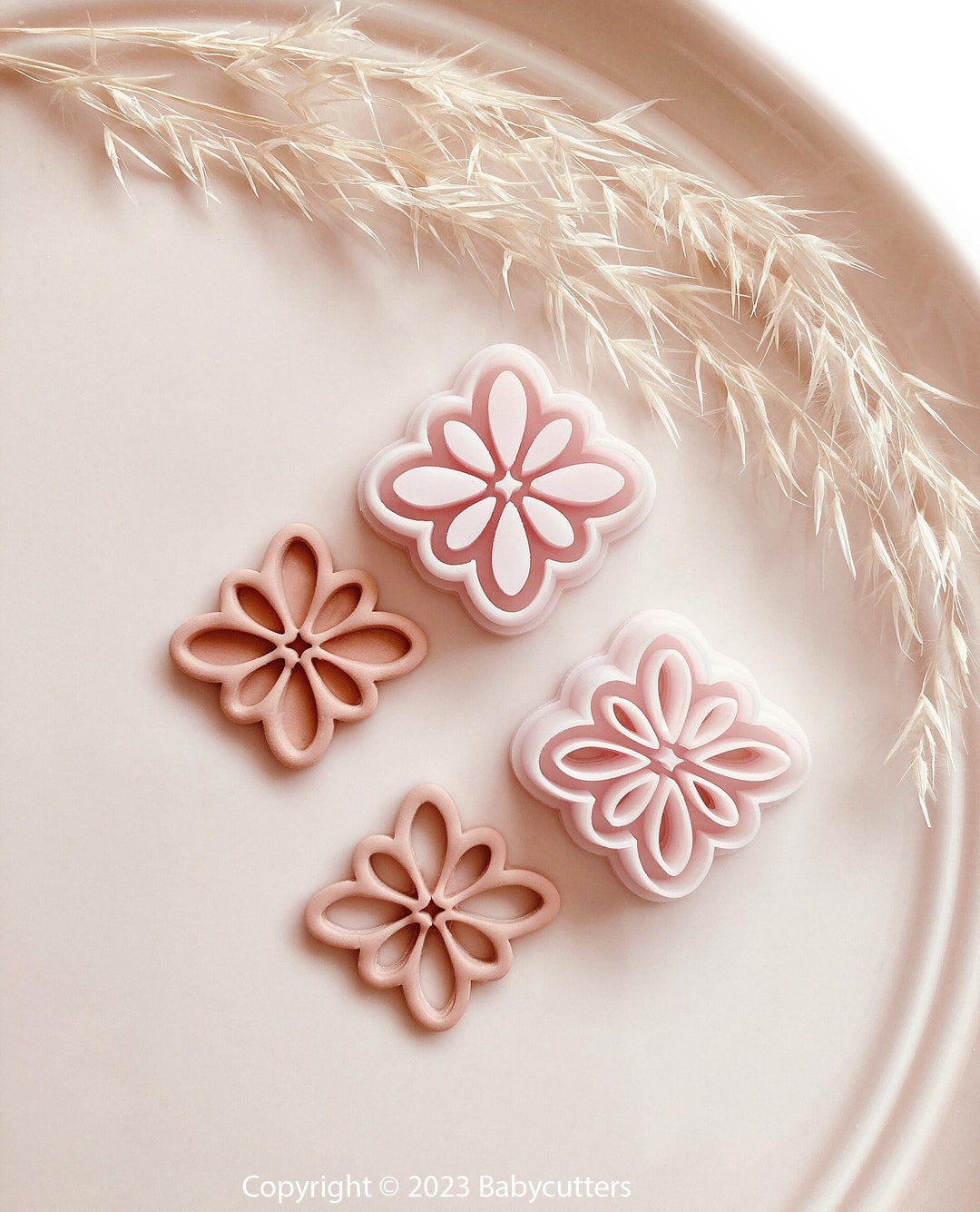 Debossed Flower Shape Cutter or With Hole - Polymer Clay Jewellery ...