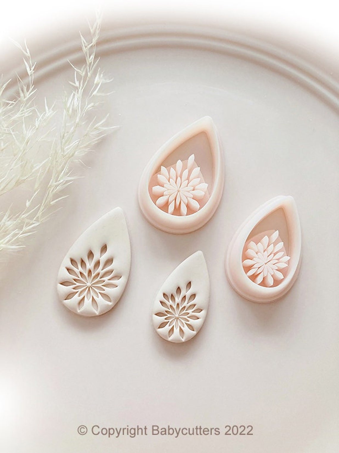 Embossed Teardrop Pattern Flower Shape Polymer Clay Jewellery Cutter - Etsy