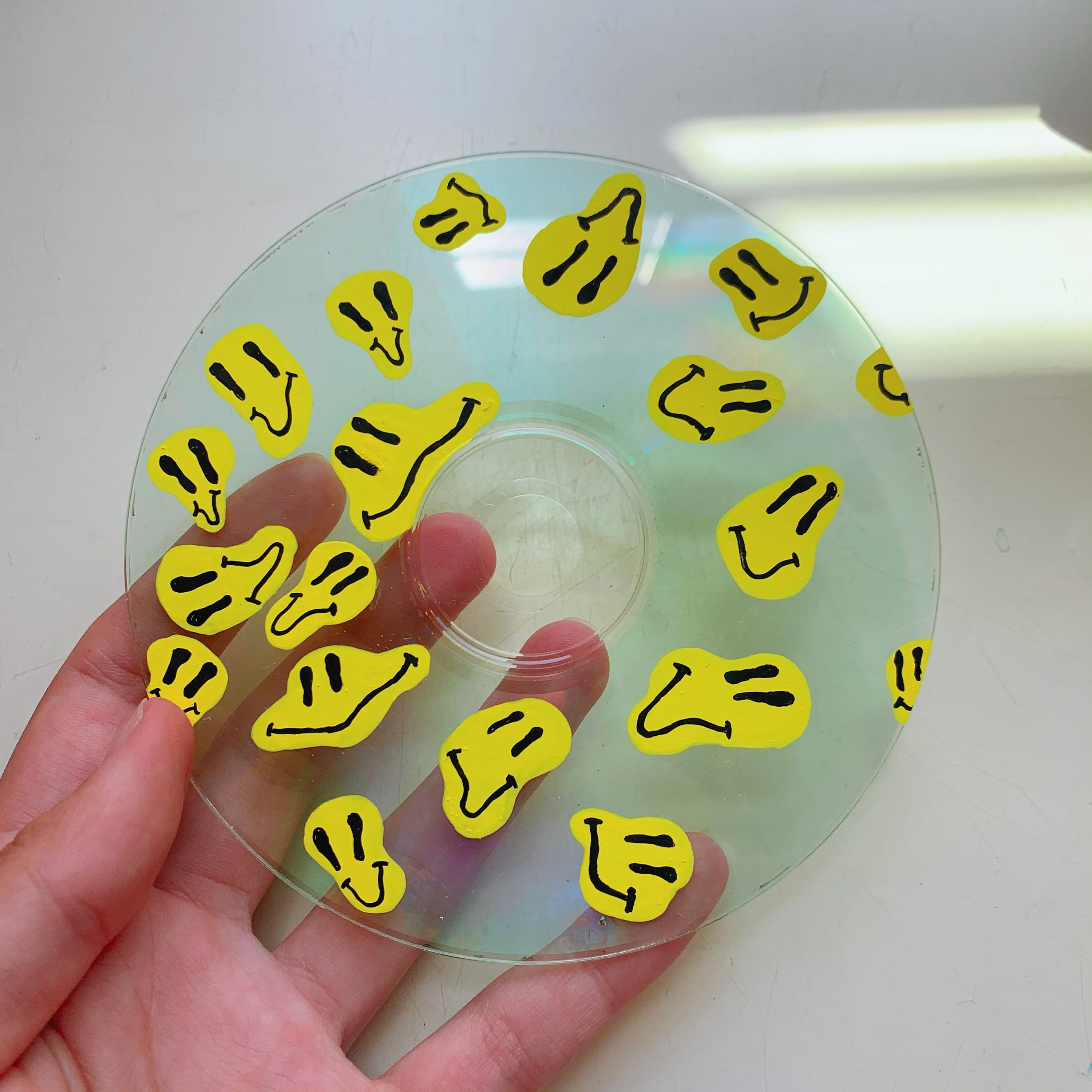 Stretched Out Smiley Faces Hand Painted CD - Etsy