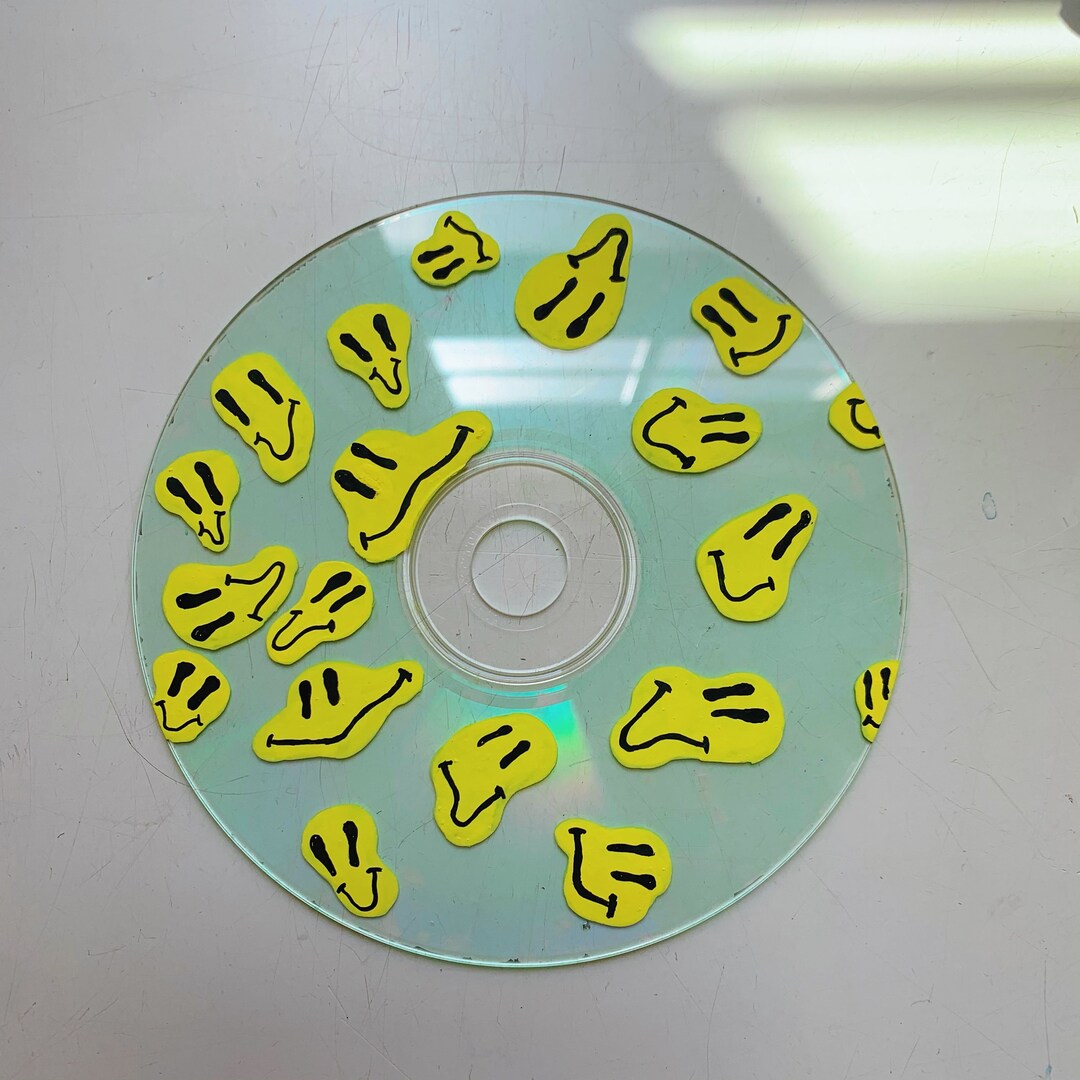 Stretched Out Smiley Faces Hand Painted CD - Etsy