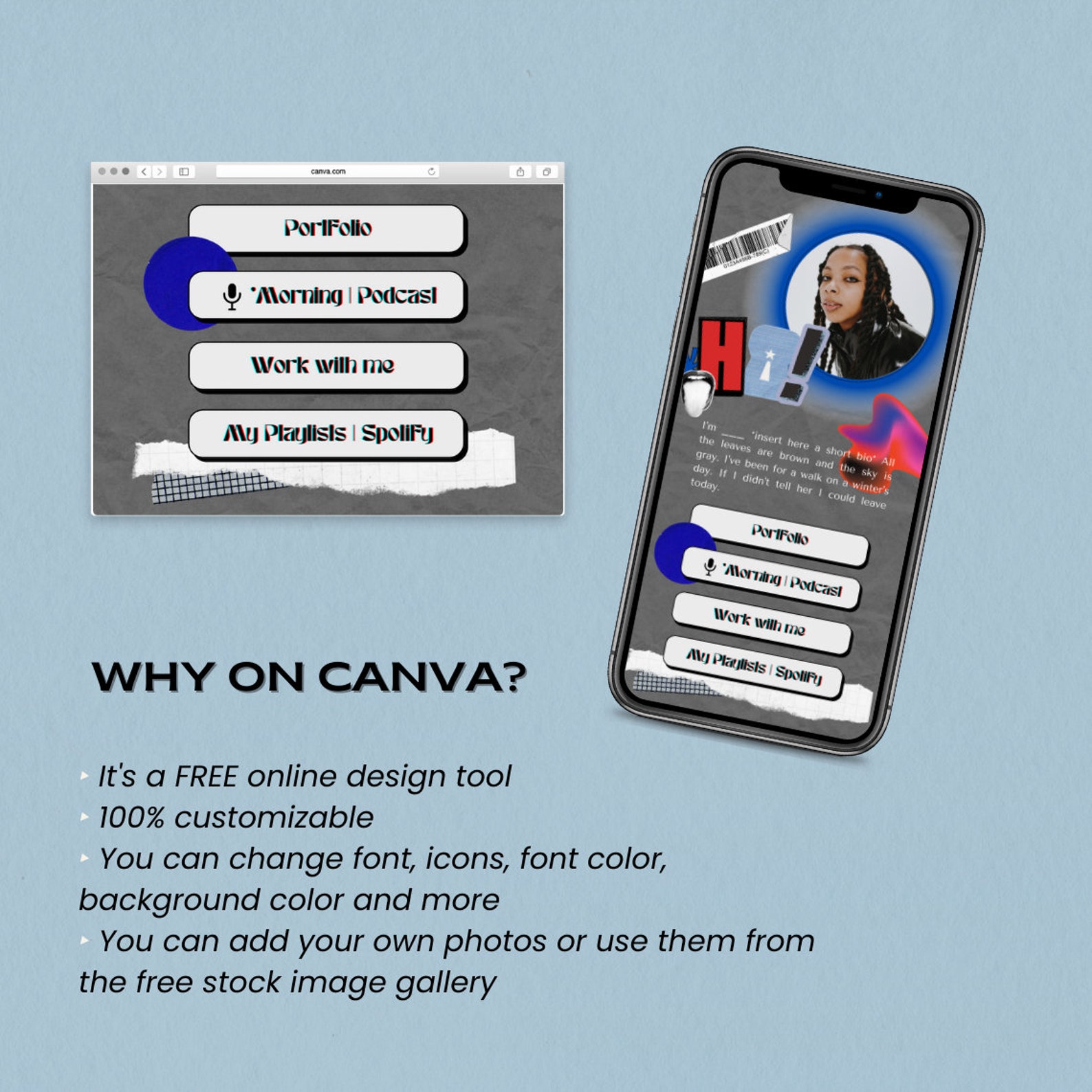 Editable Plantilla De Enlaces En El Perfil Con Canva Linktree Alternativo Instagram & Tiktok ...